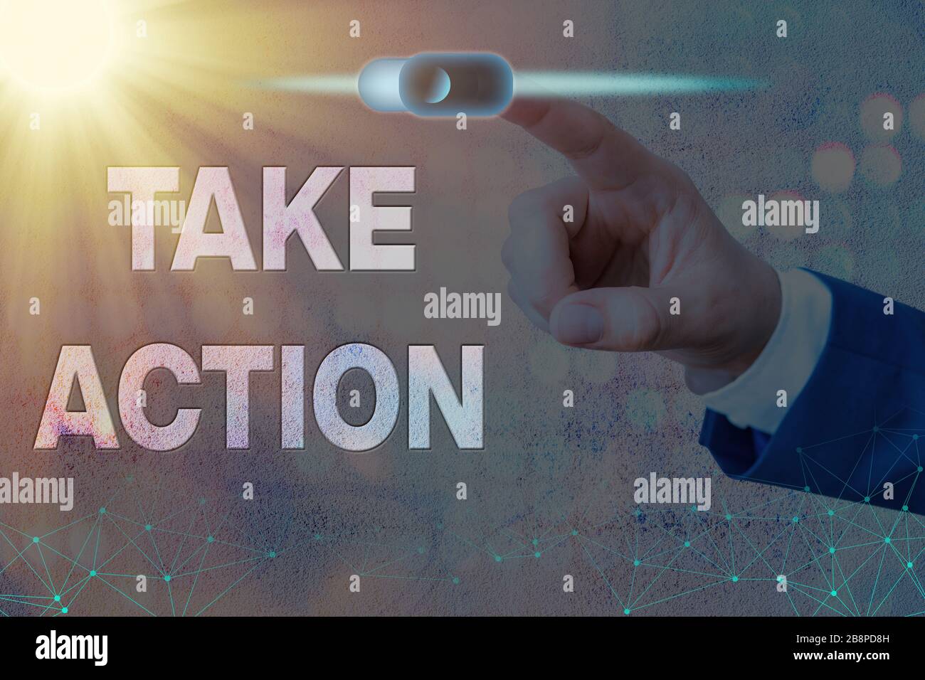 Word writing text Take Action. Business photo showcasing to do somethingoract in order to get a ...