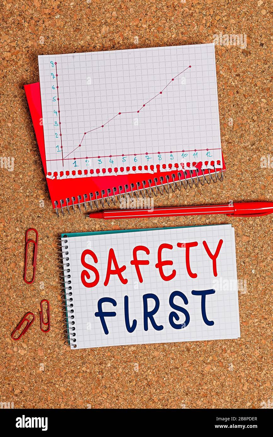 Handwriting text Safety First. Conceptual photo used to say that the ... Handwriting text Safety First. Conceptual photo used to say that the ...