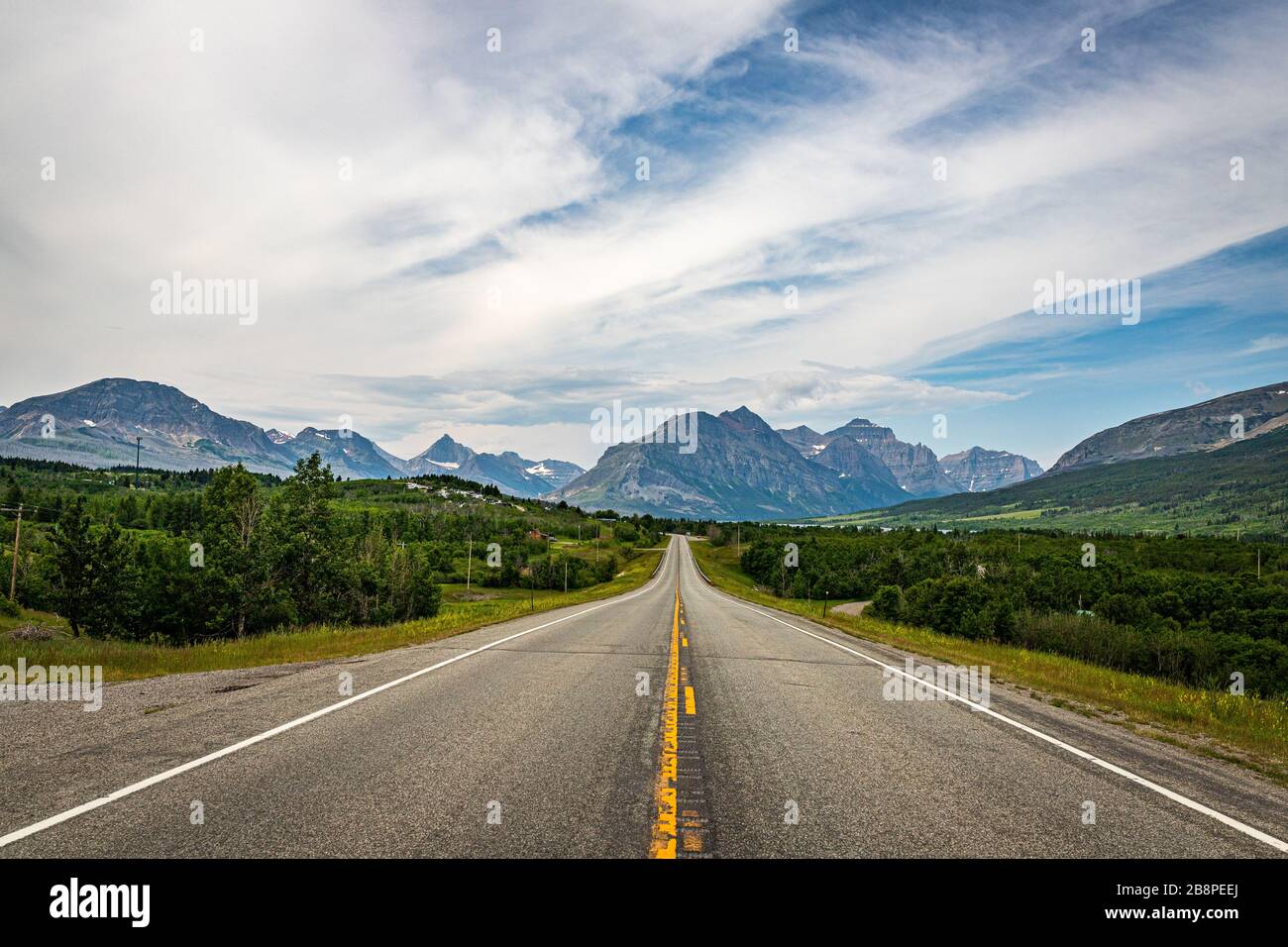 US Highway 89 soutyhbound along the eastern edge of Glacier National ...