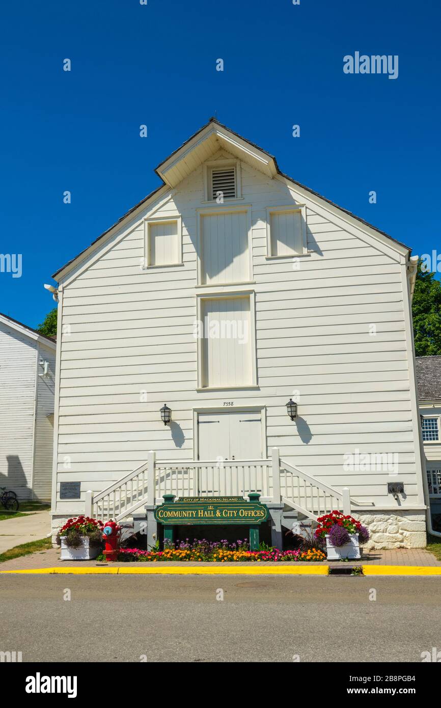 community hall and offices building Life views on historic mackinaw ...