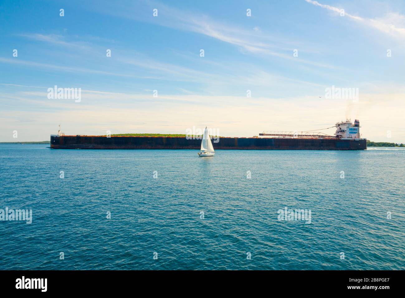 Indiana Harbor a large 1000 feet lake freighter on lake huron at ...