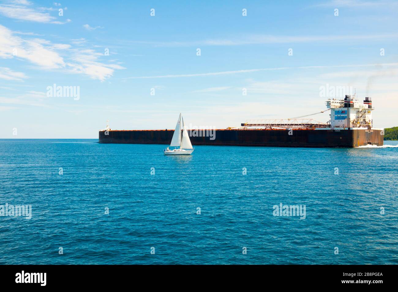 Indiana Harbor a large 1000 feet lake freighter on lake huron at ...