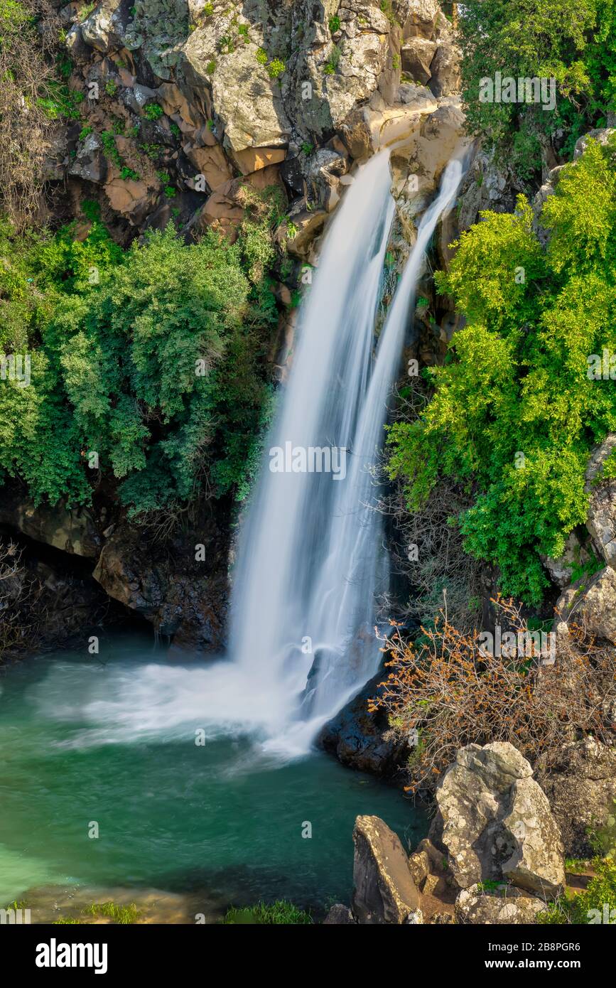 The Sa'ar waterfalls in the northern Golan Heights, Isreal, Middle East ...