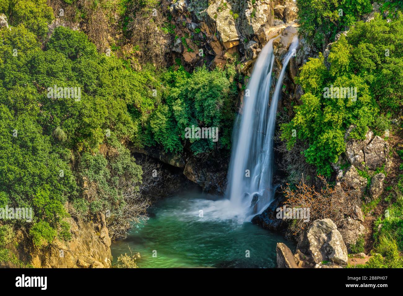 The Sa'ar waterfalls in the northern Golan Heights, Isreal, Middle East ...
