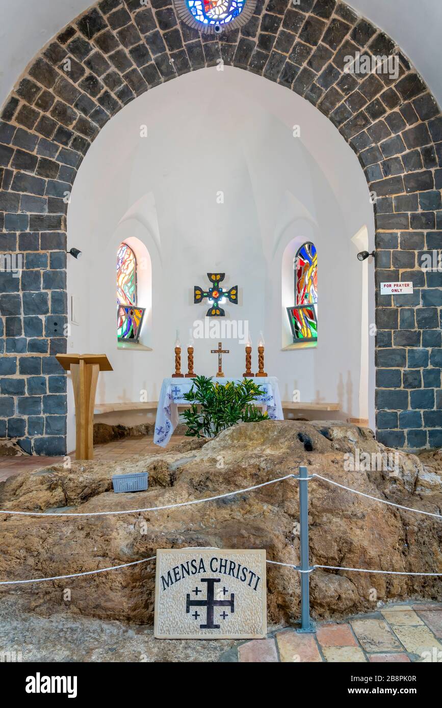 Interior view of the Church of the Primacy of St. Peter on the Sea of ...