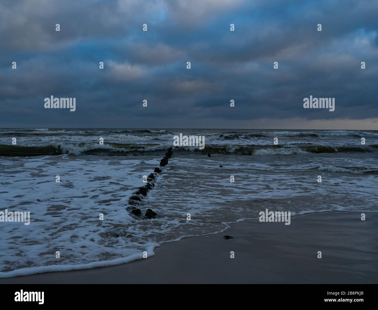 After the sunrise at the estuary of the Piasnica River, Poland, Debki ...