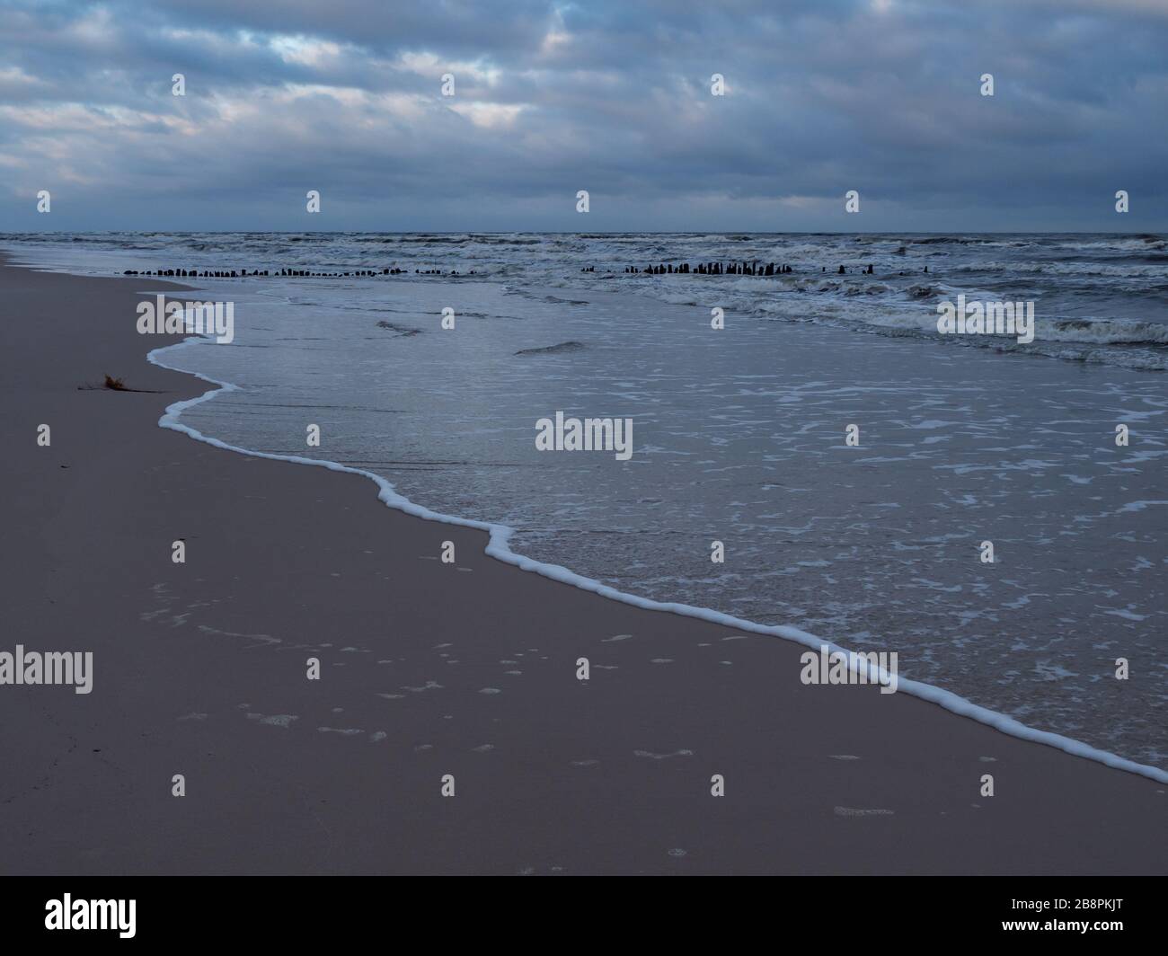 After the sunrise at the estuary of the Piasnica River, Poland, Debki ...