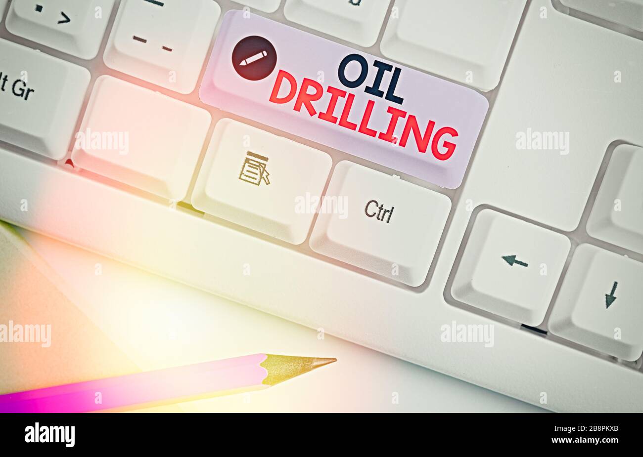 Writing note showing Oil Drilling. Business concept for involves the ...