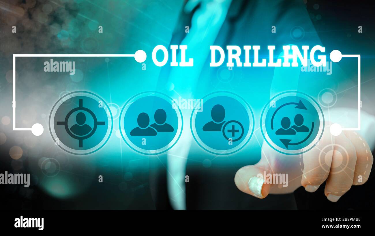 Text sign showing Oil Drilling. Business photo showcasing involves the ...
