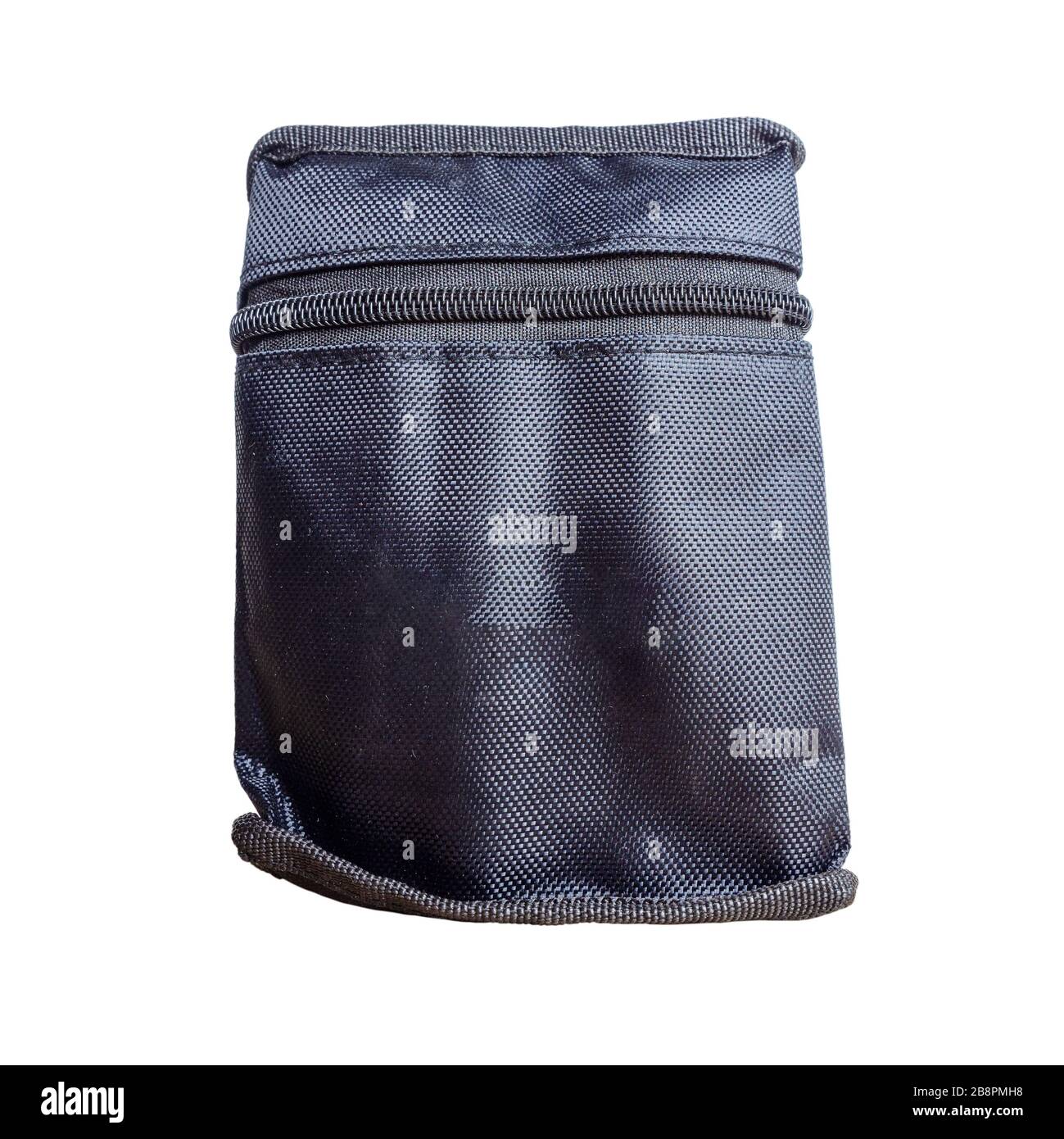 Close-up photo of black fabric case zipped up on an isolated background ...