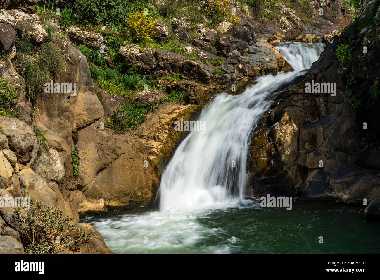 The Sa'ar waterfalls in the northern Golan Heights, Isreal, Middle East ...