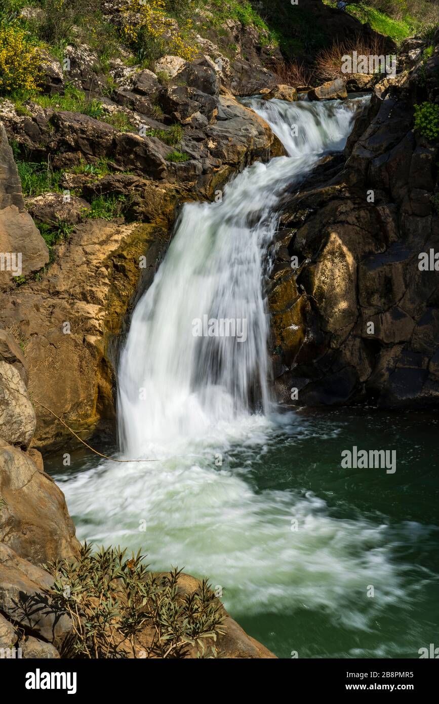 The Sa'ar waterfalls in the northern Golan Heights, Isreal, Middle East ...