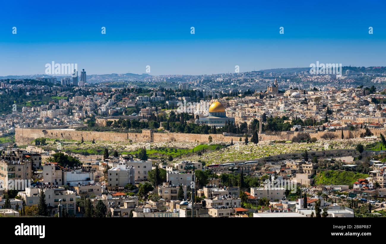 The city skyline from Mount Scopus, Jerusalem, Israel, Middle East ...