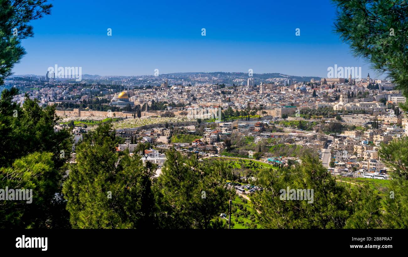 The city skyline from Mount Scopus, Jerusalem, Israel, Middle East ...