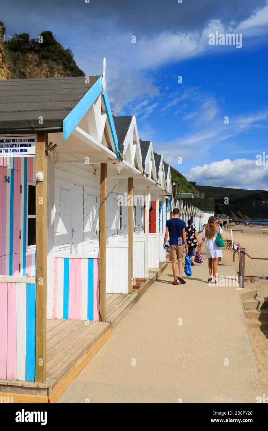 Beach huts, Swanage Town, Isle of Purbeck, Dorset, England, United ...