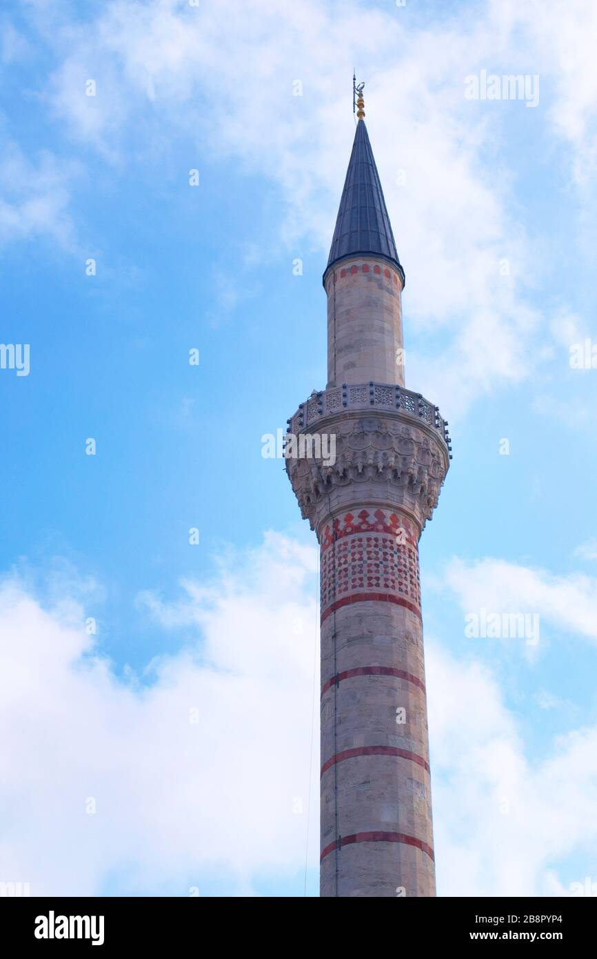 Minaret of the Blue Mosque of Sultanahmed, located in Istanbul, Turkey ...