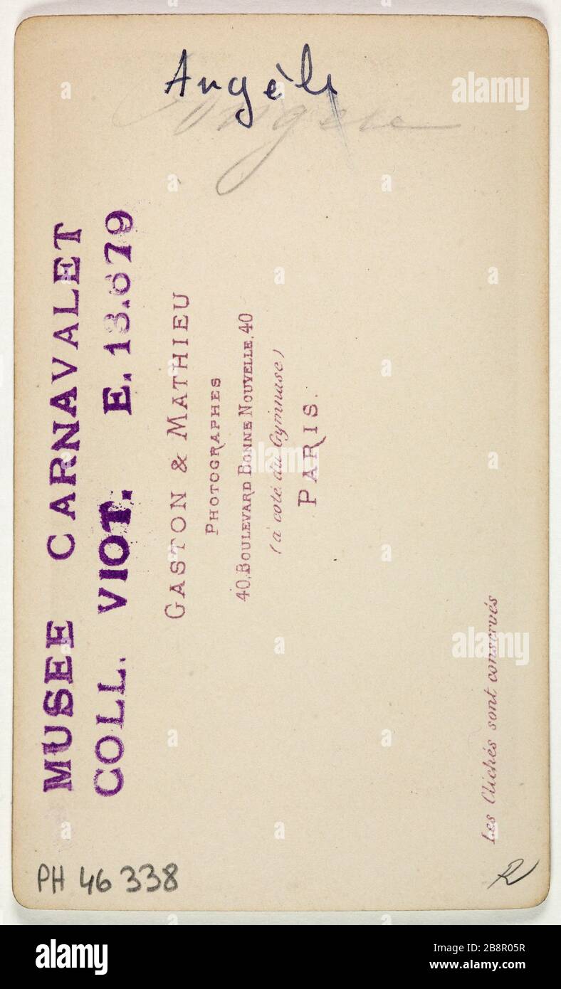 Portrait of Angela, (actress) Portrait d'Angèle, actrice. Carte de ...