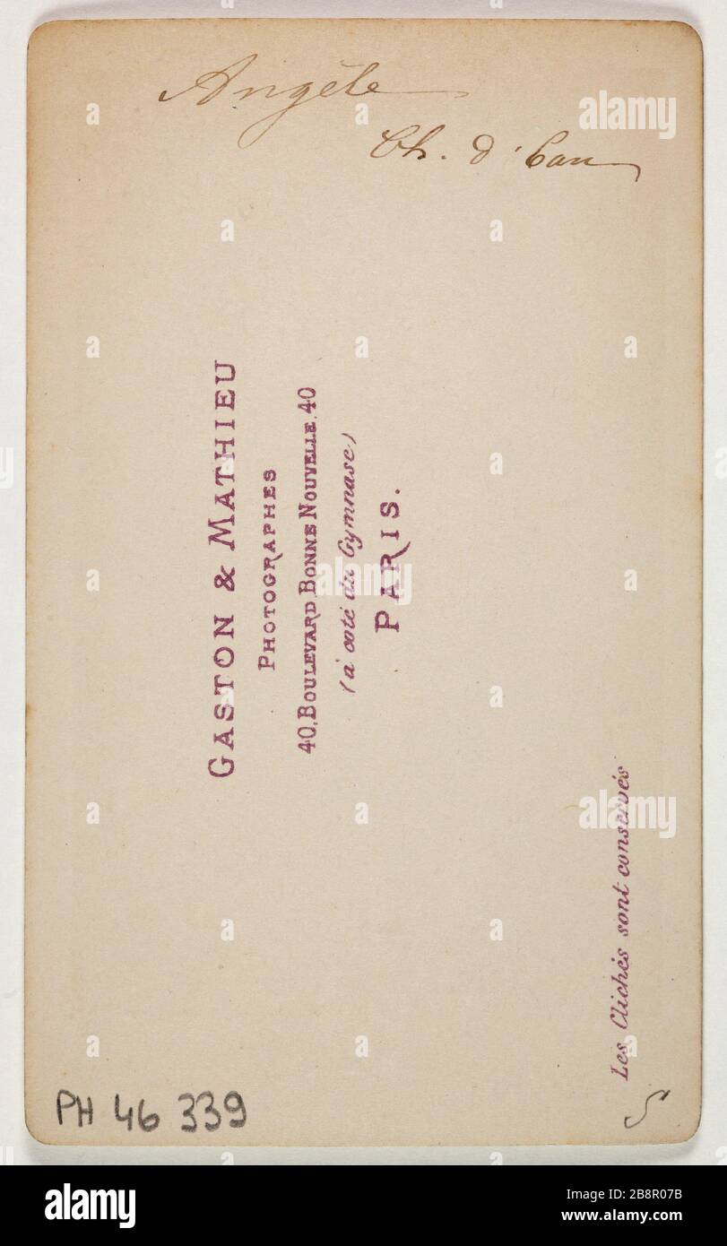 Portrait of Angela, (actress) Portrait d'Angèle, actrice. Carte de ...