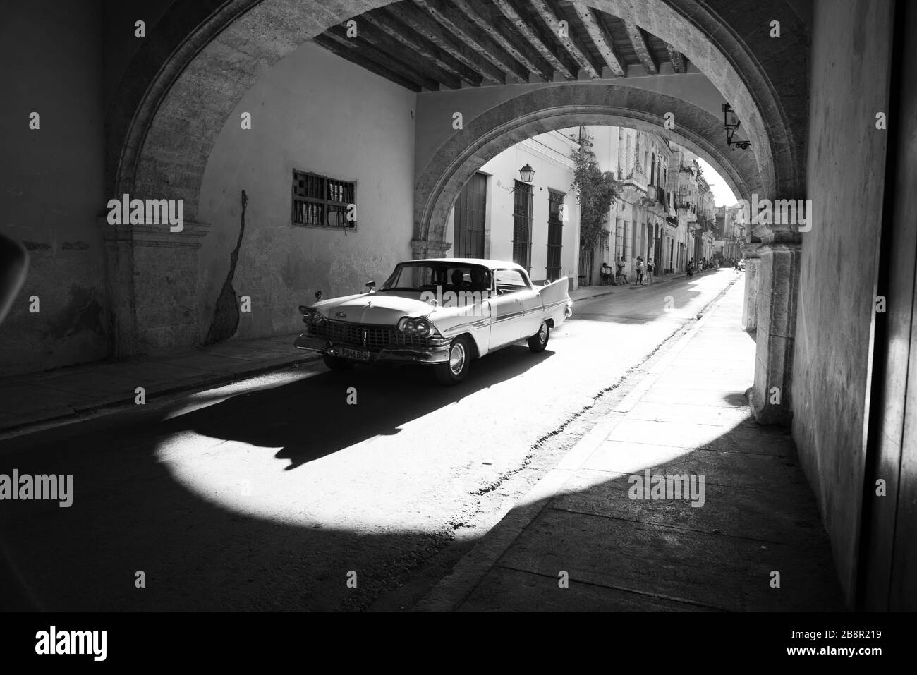Classic car under cover Black and White Stock Photos & Images - Alamy