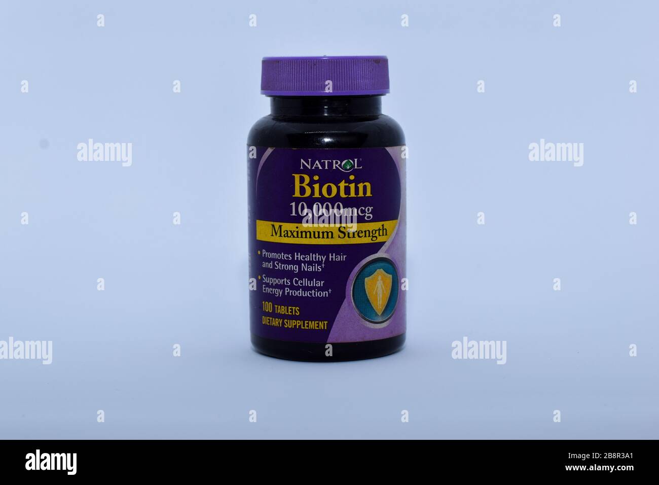 Bekasi, Indonesia, March 23 2020 : A bottle of biotin capsules made by ...