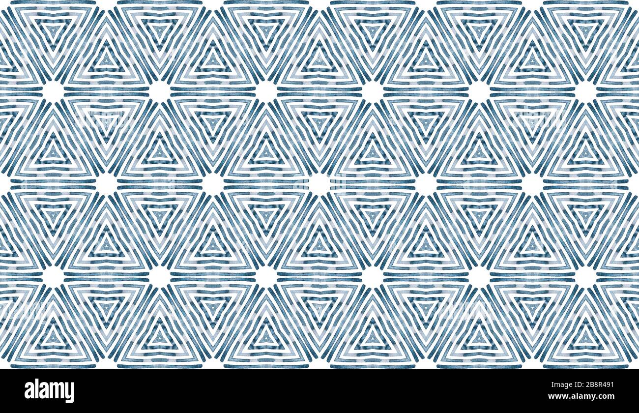 Shibori zig zag indigo triangles print. Geometrical seamless pattern ...