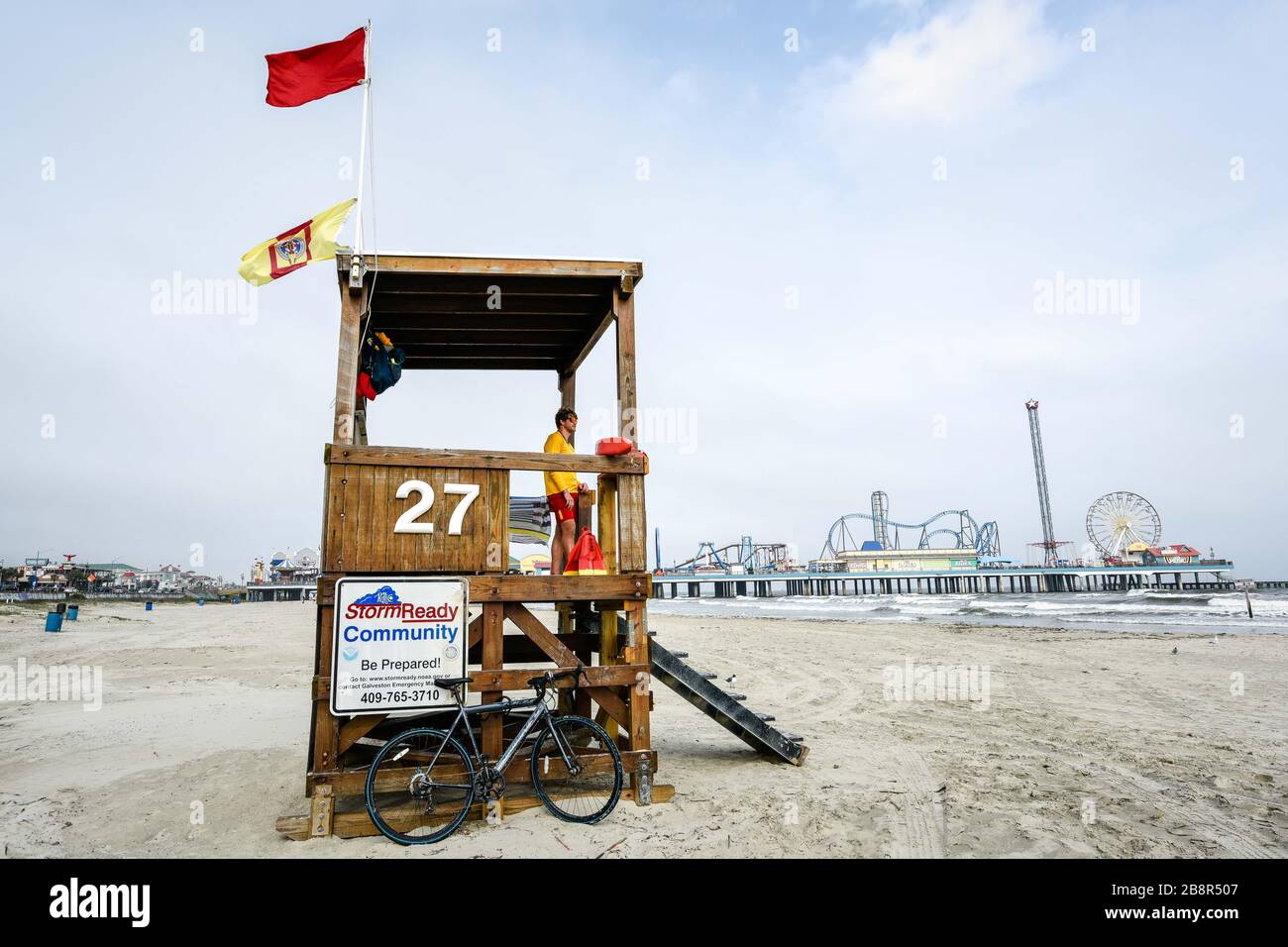 Galveston, Texas, USA. 22nd Mar, 2020. Galveston lifeguard COLIN BEETON ...