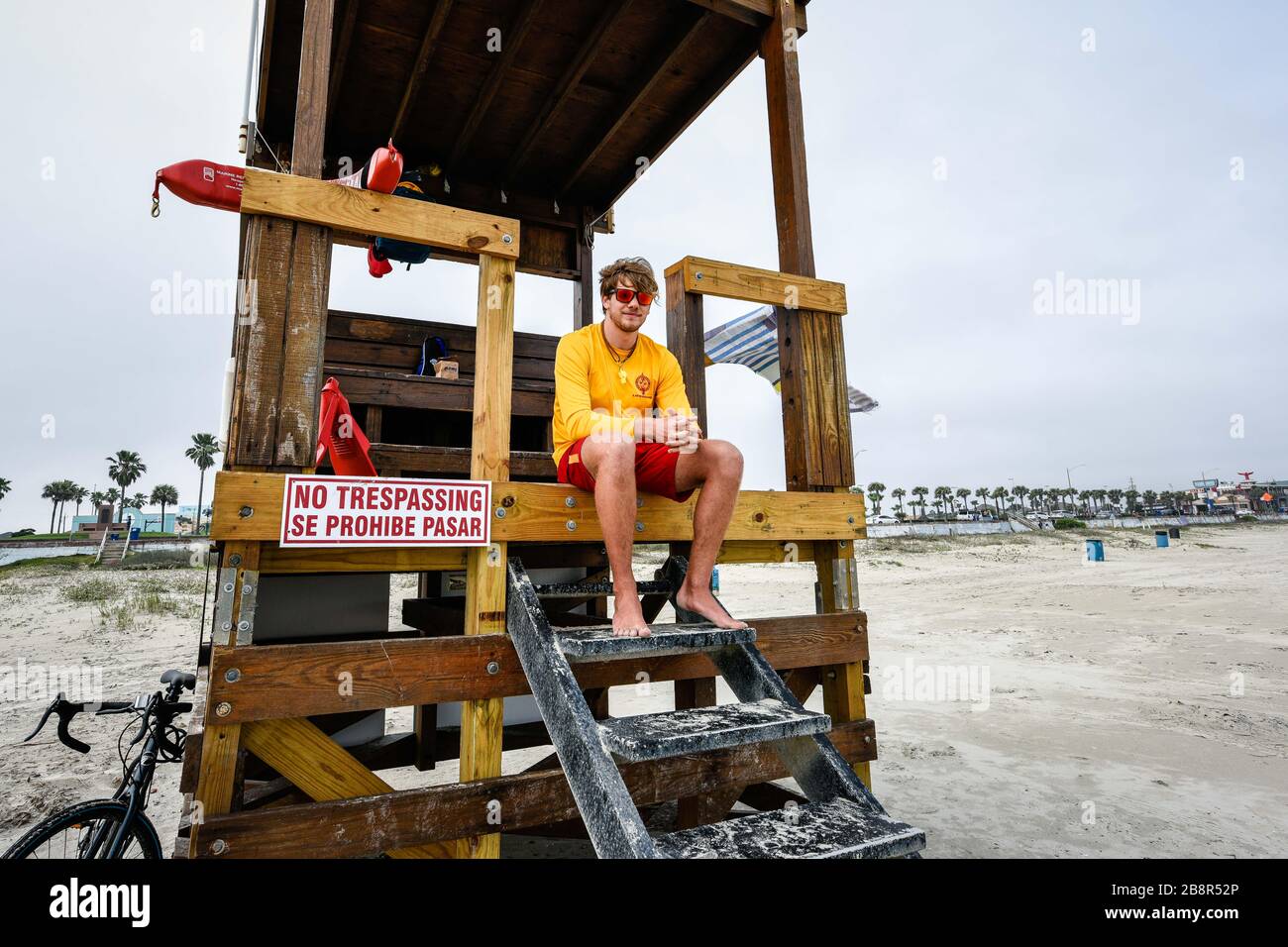 Galveston, Texas, USA. 22nd Mar, 2020. Galveston lifeguard COLIN BEETON ...