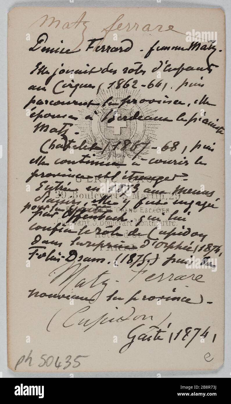 Portrait of Ferrara Denise (wife of Mr. Matz) (actress) Ulric Grob ...