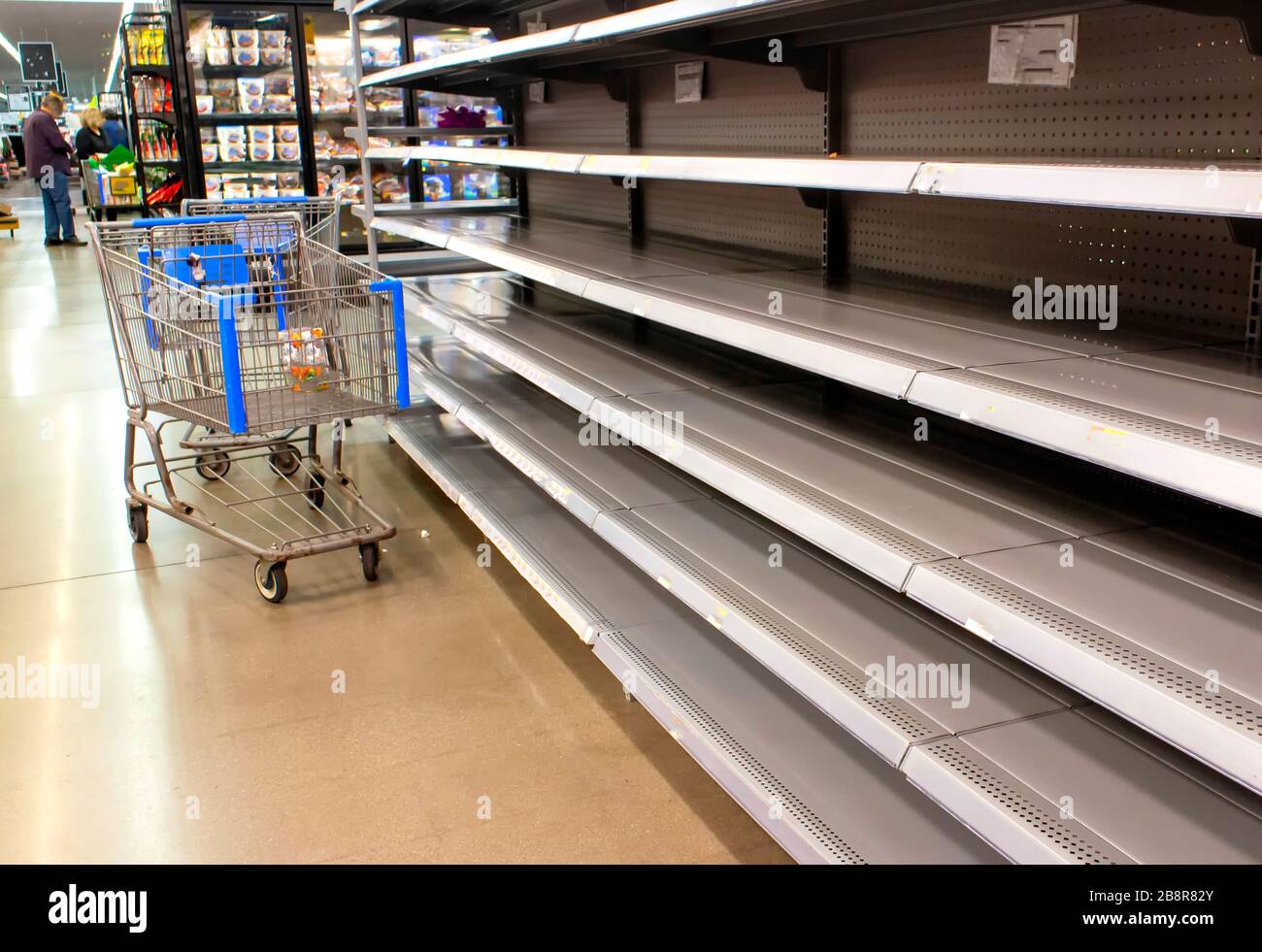 Empty shelves at a supermarket due to stockpiling during the ...