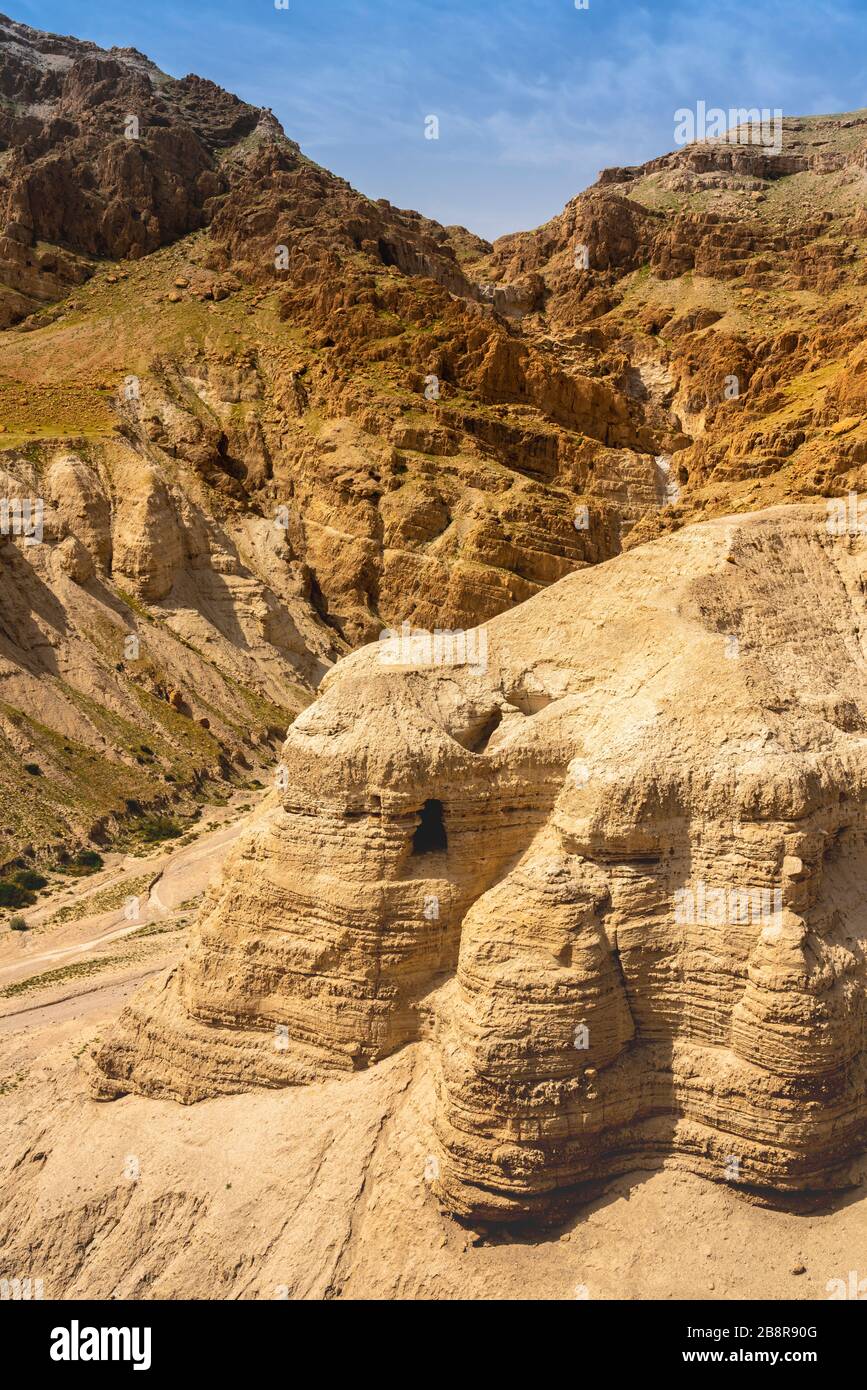 The hills and caves of Qumran National Park, Kalia, Israel, Middle East ...