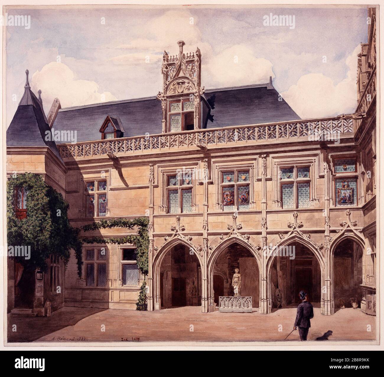Inner courtyard of the Hôtel de Cluny A. Benard. Cour intérieure de l ...