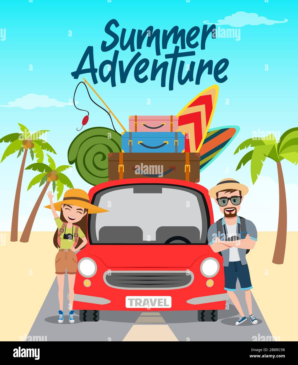 Summer adventure vector concept design. Summer adventure text with ...