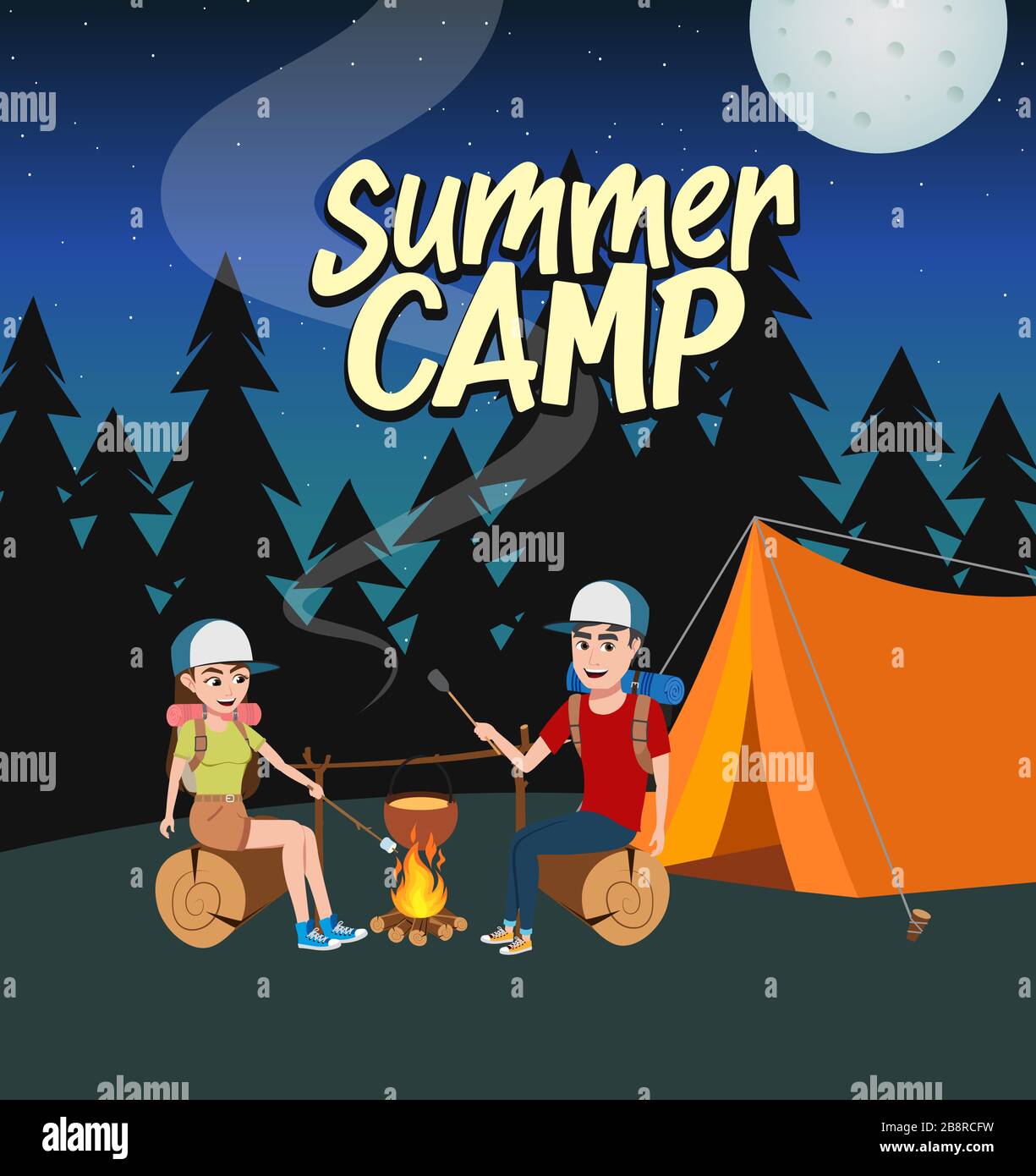 Couple tent night Stock Vector Images - Alamy