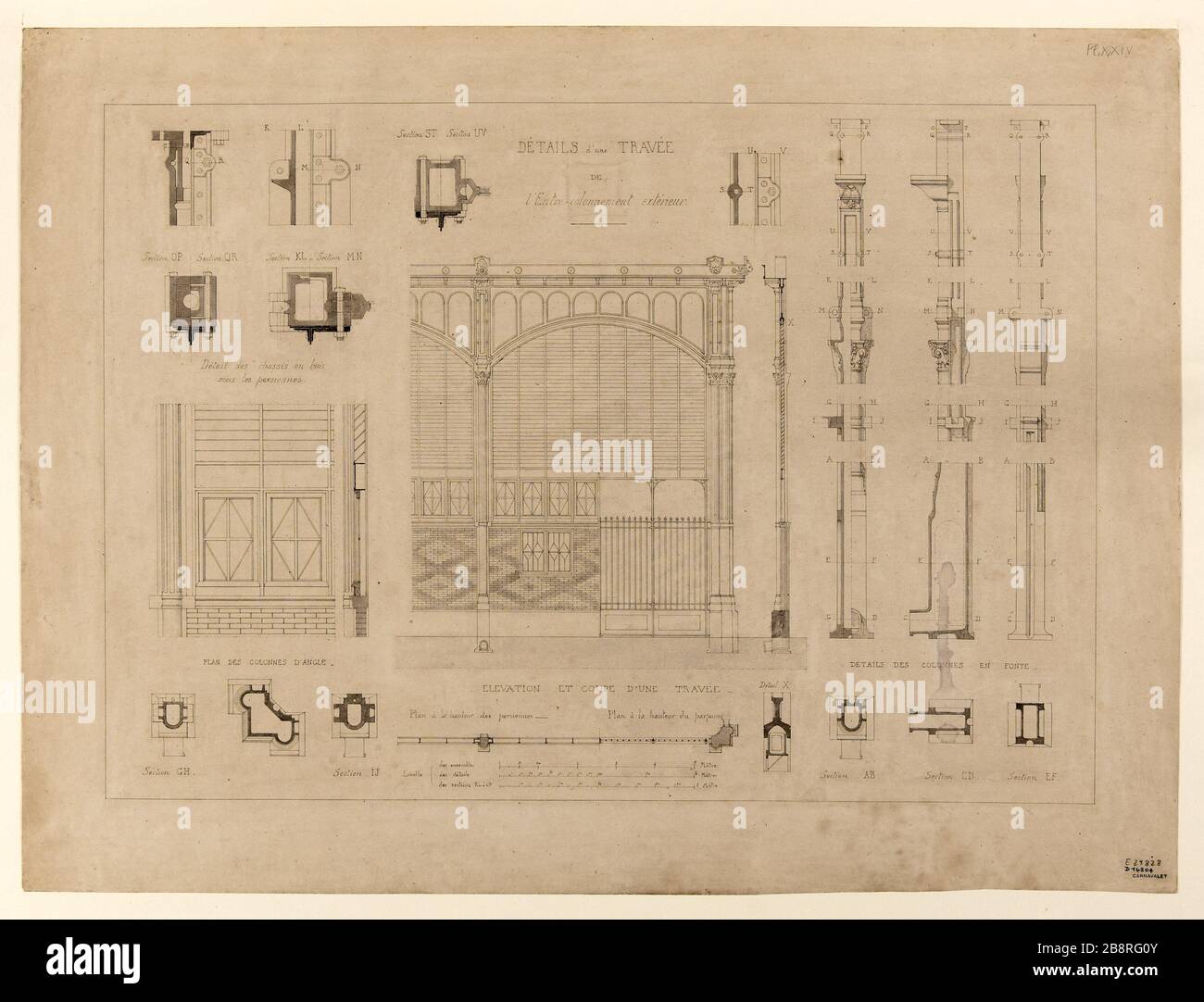 Central Market Hall in Paris - details of a span of intercolumniation ...