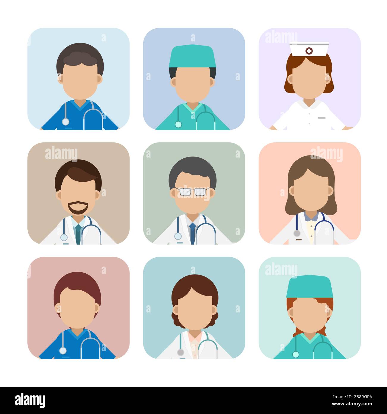 Set of medical staff character avatars vector illustration Stock Vector ...