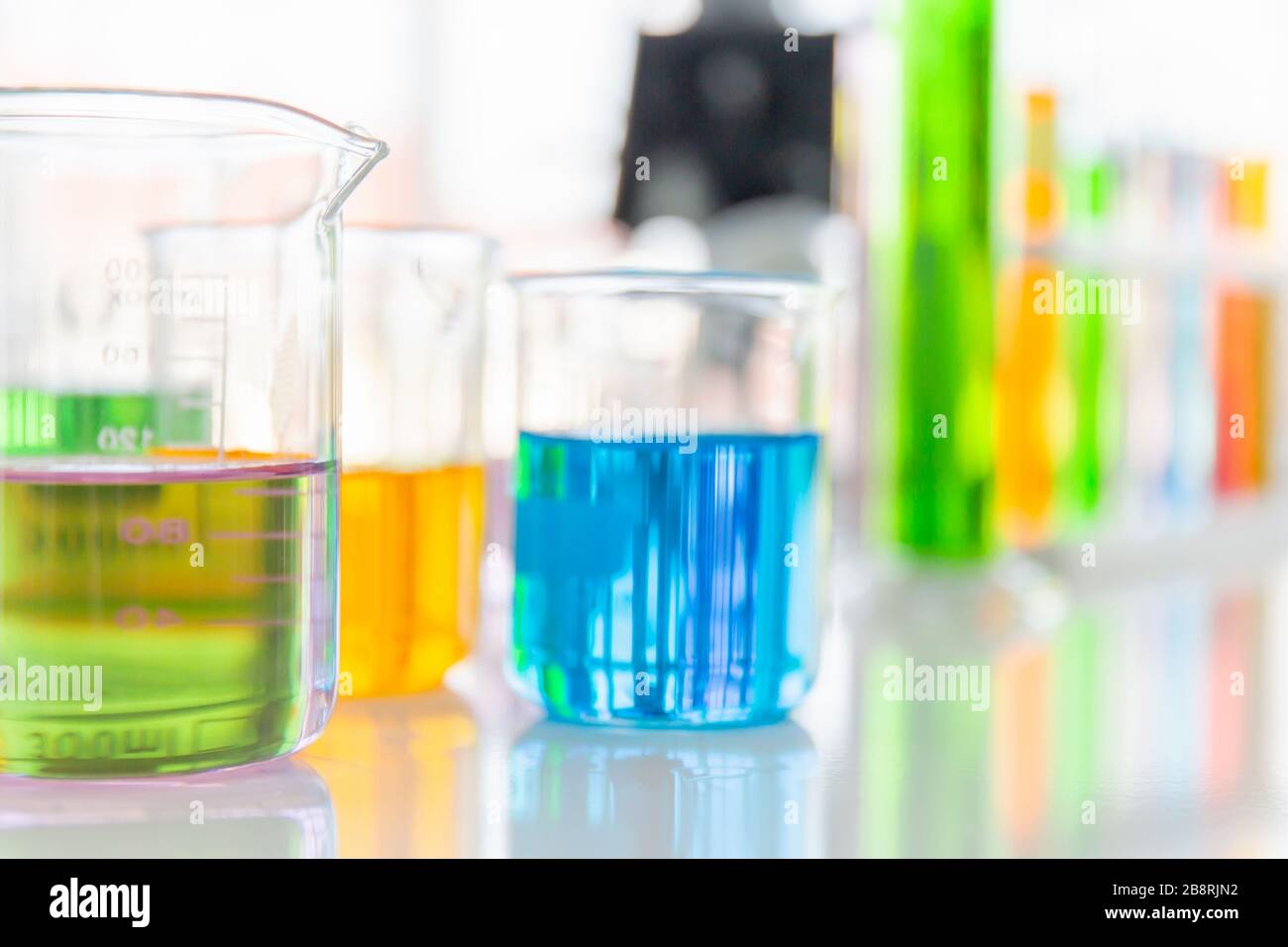 Chemical reagent bottles in scientific experiments of various sizes ...