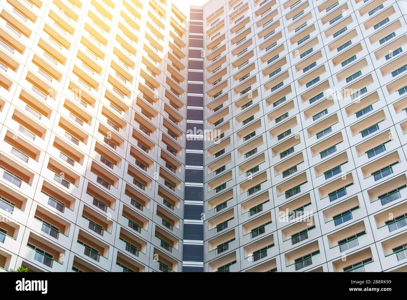 balcony of modern apartment building in the city downtown Stock Photo ...