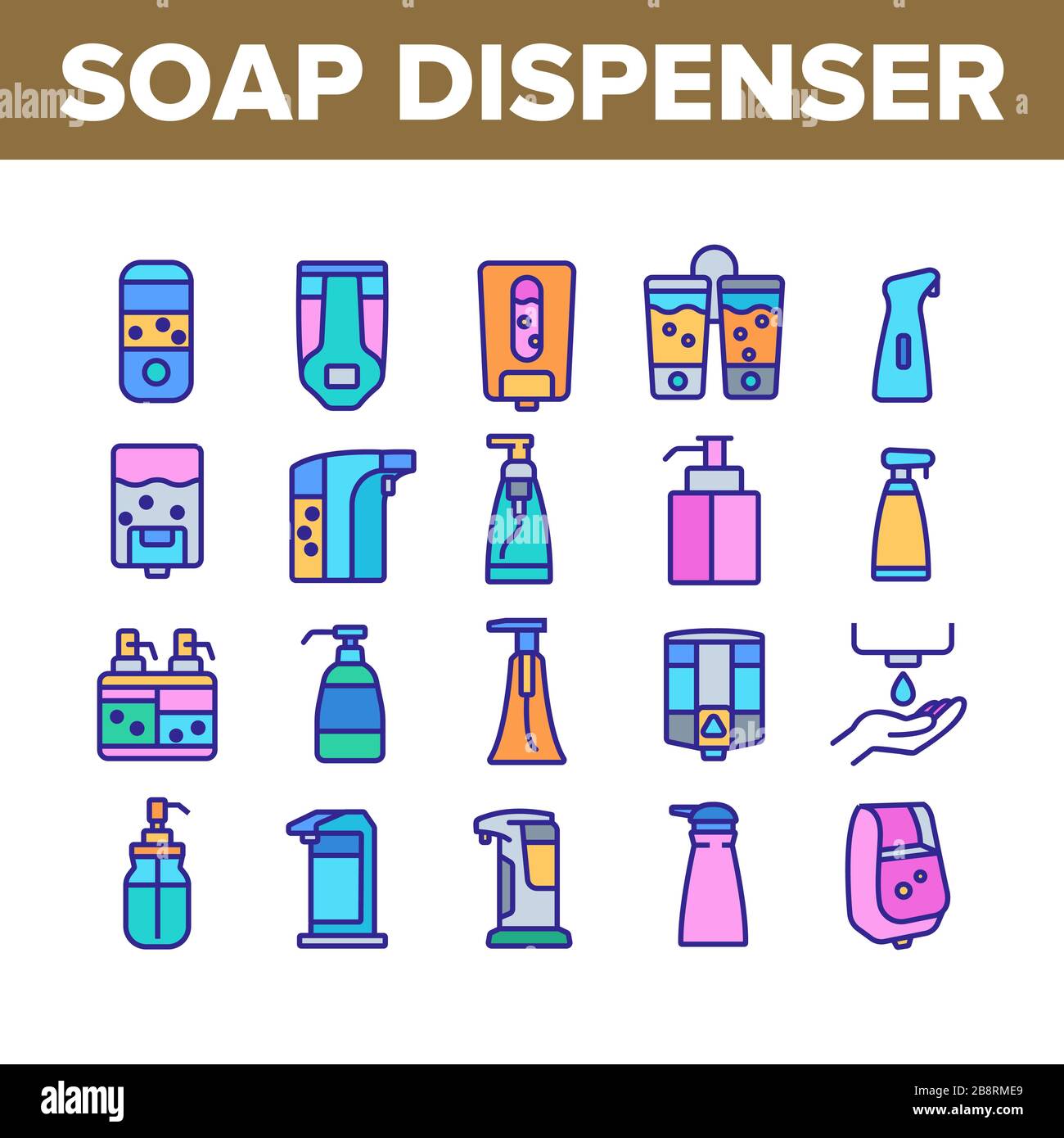 Soap Dispenser Tool Collection Icons Set Vector Stock Vector Image ...