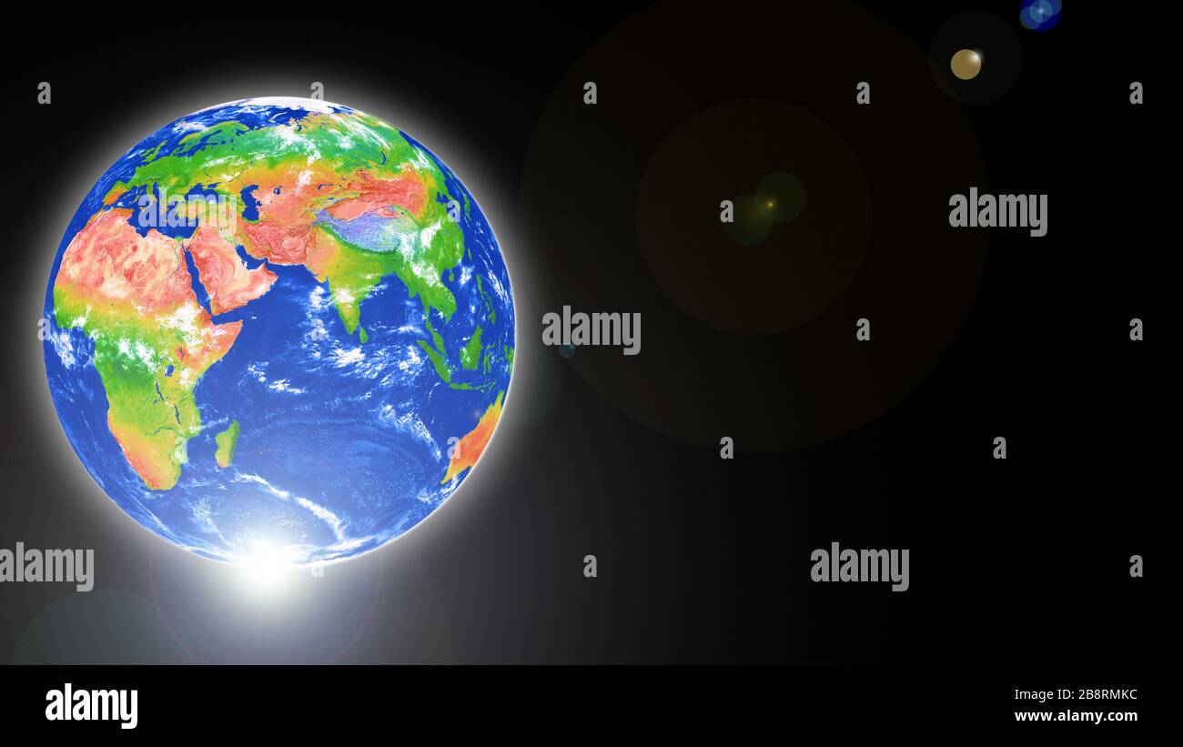 Earth globe and moon over star space background. Elements of this image ...