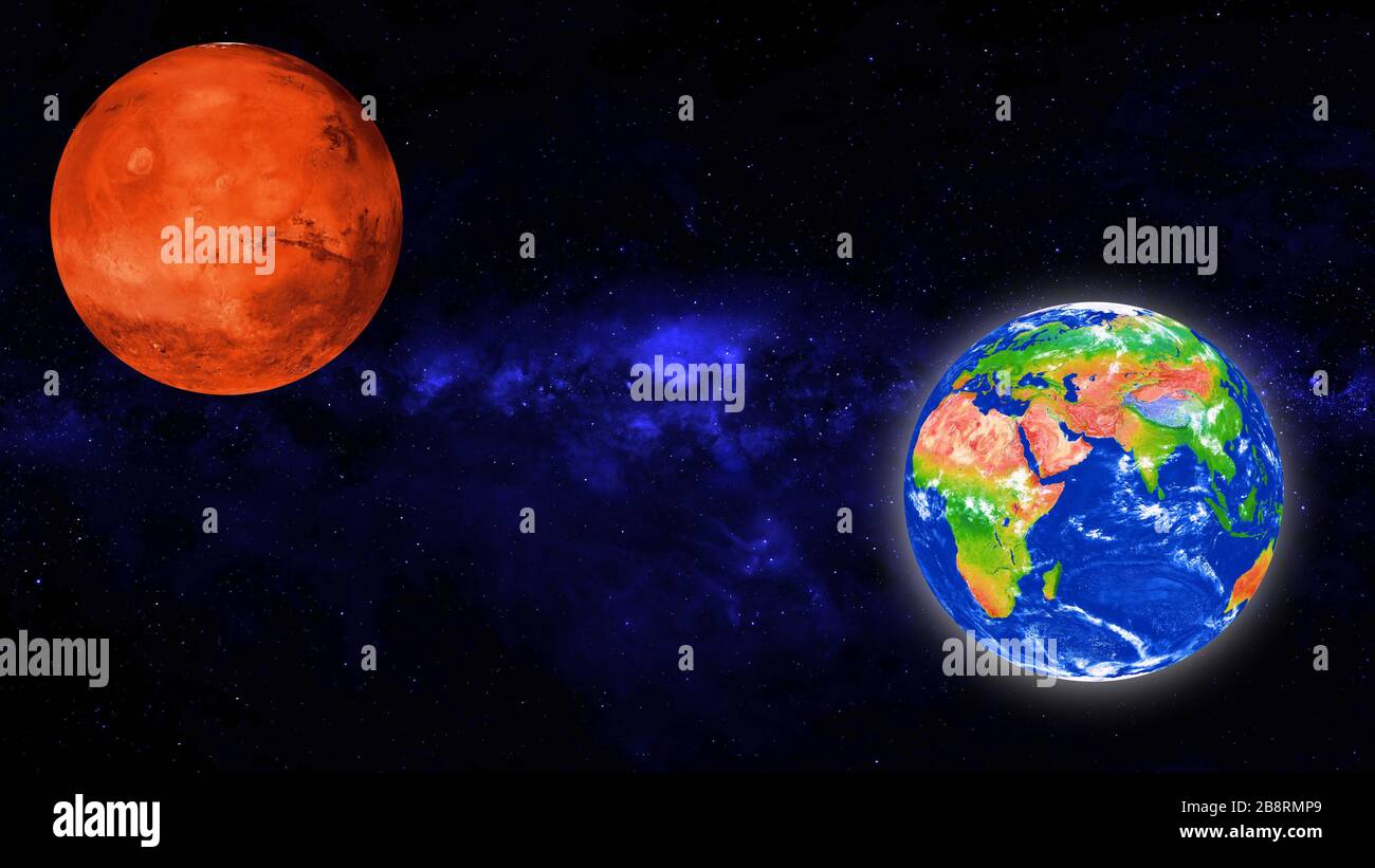 Earth globe and moon over star space background. Elements of this image ...