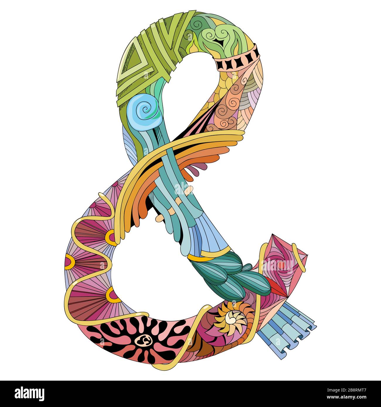 Hand drawn zentangle ampersand. Vector decorative unusual object Stock ...