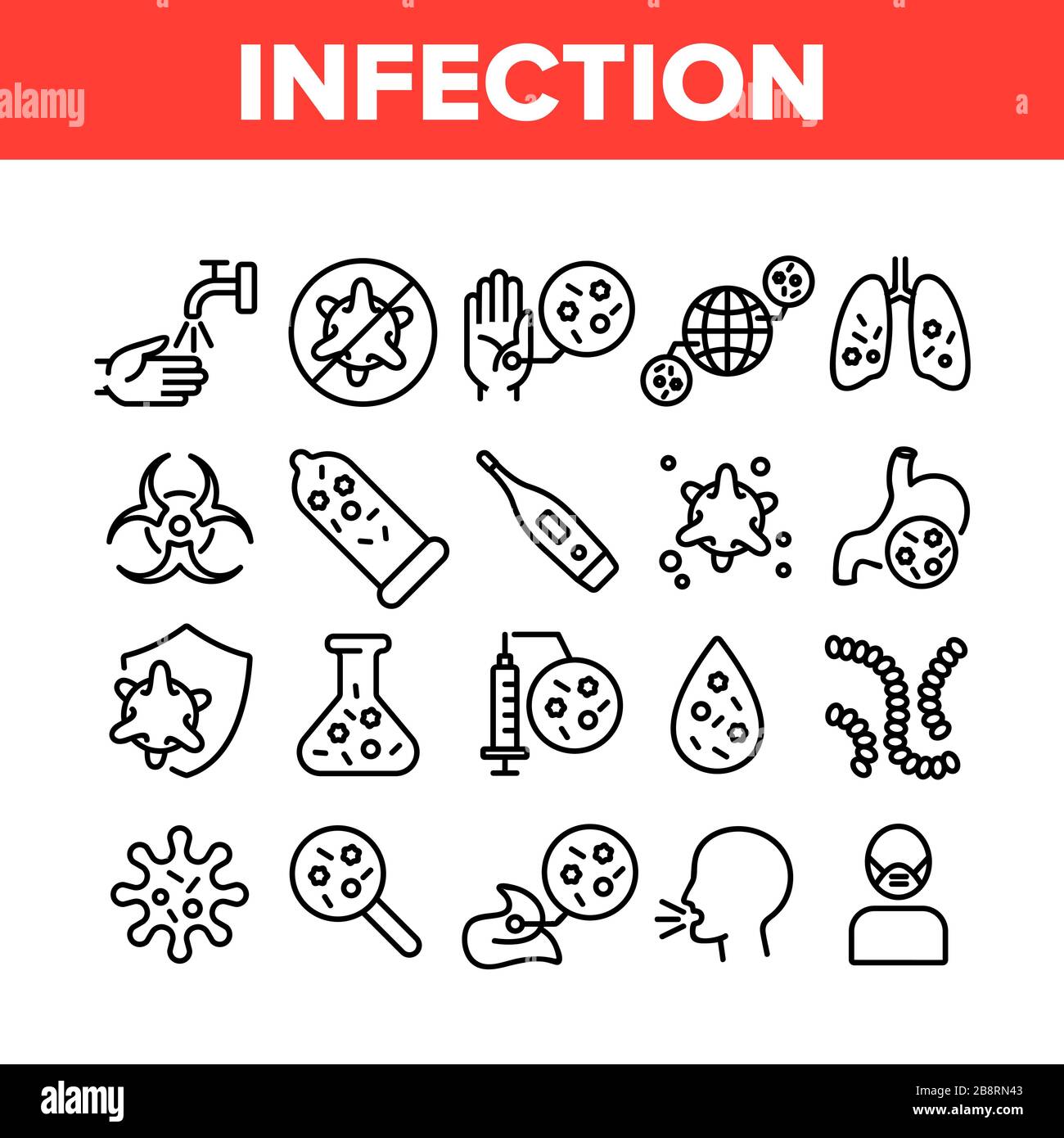 Infection And Disease Collection Icons Set Vector Stock Vector Image ...