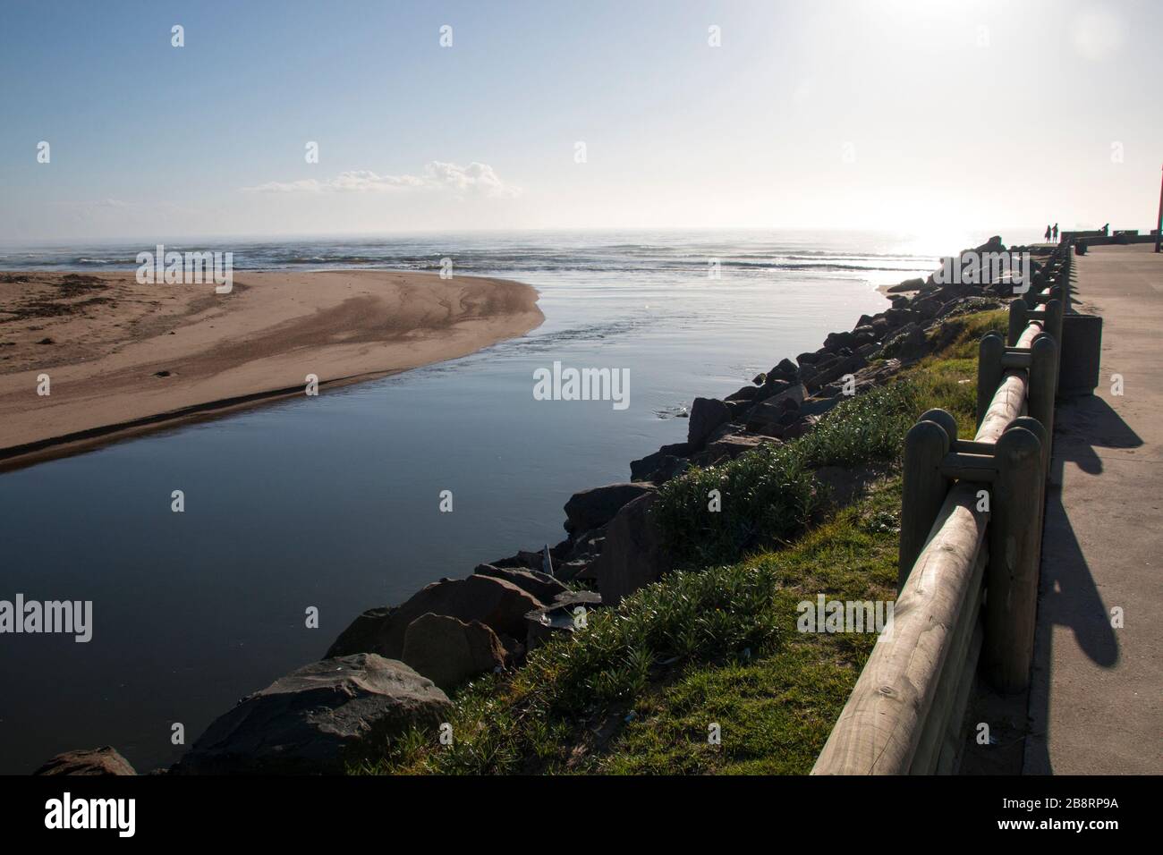Mouth of umgeni river entering indian ocean at Durban, South Africa ...