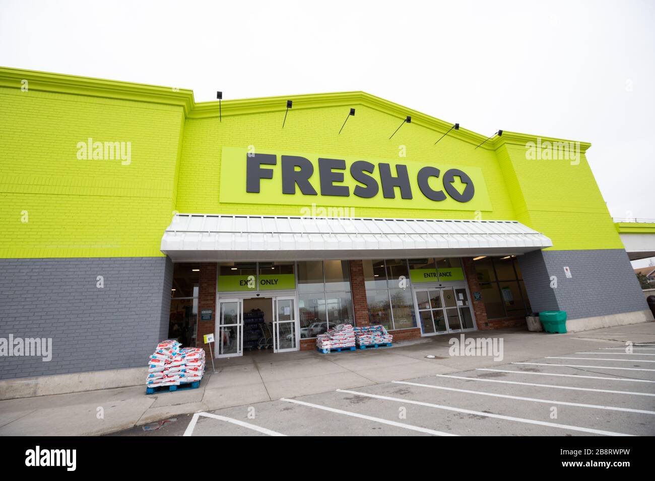 Entrance to FreshCo grocery store. FreshCo is 100% Canadian owned Stock ...