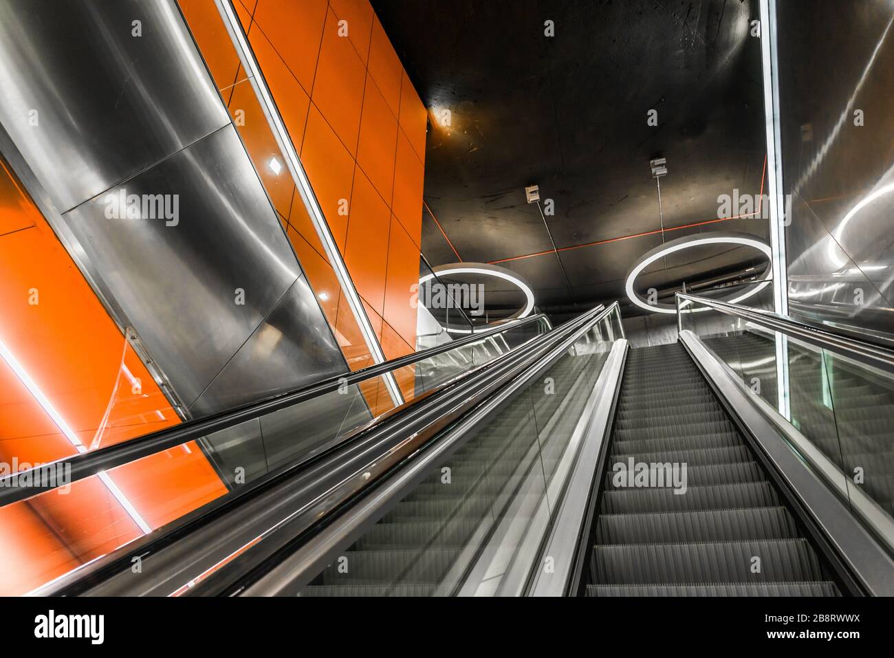 Interior of a metro subway station. Concept of transportation and ...