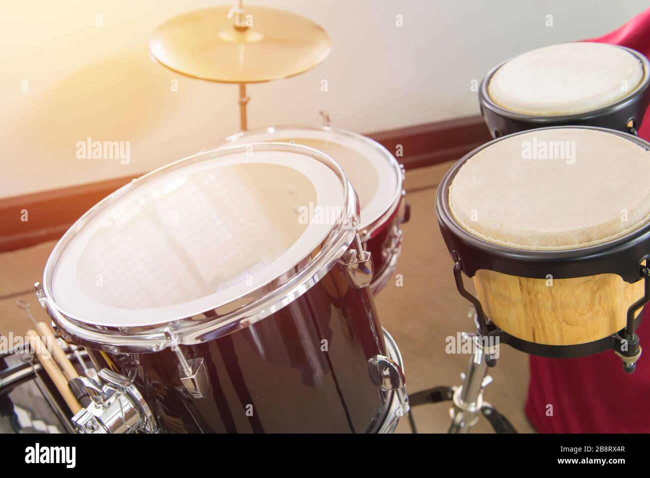 Detail of a drum kit for playing music Stock Photo - Alamy