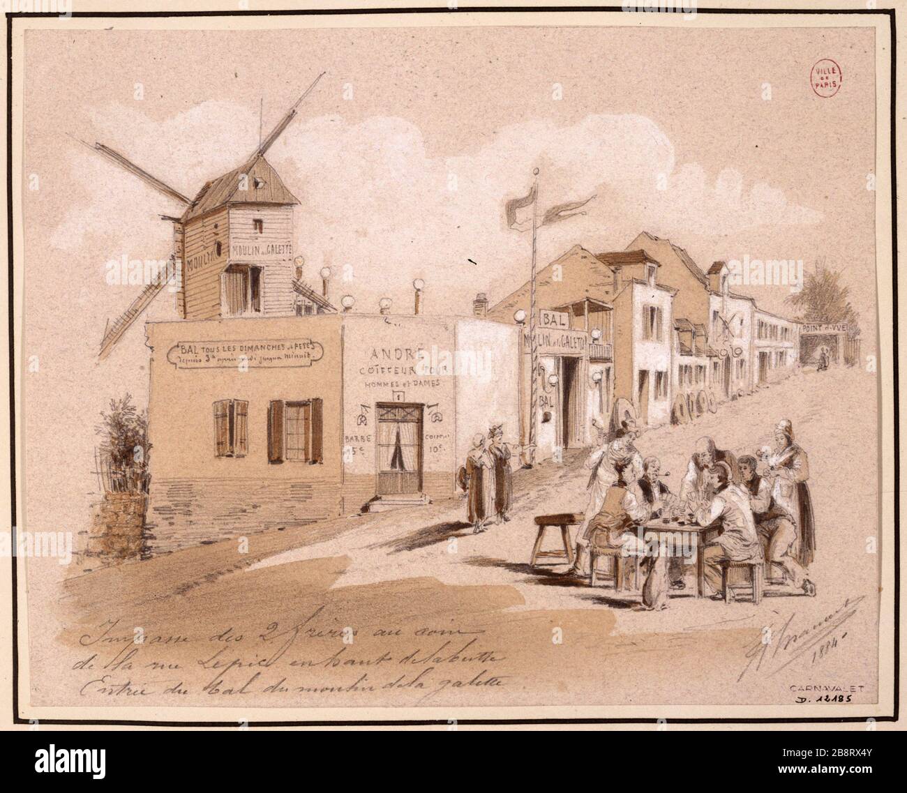 Moulin de la galette historic sketch paris hi-res stock photography and ...
