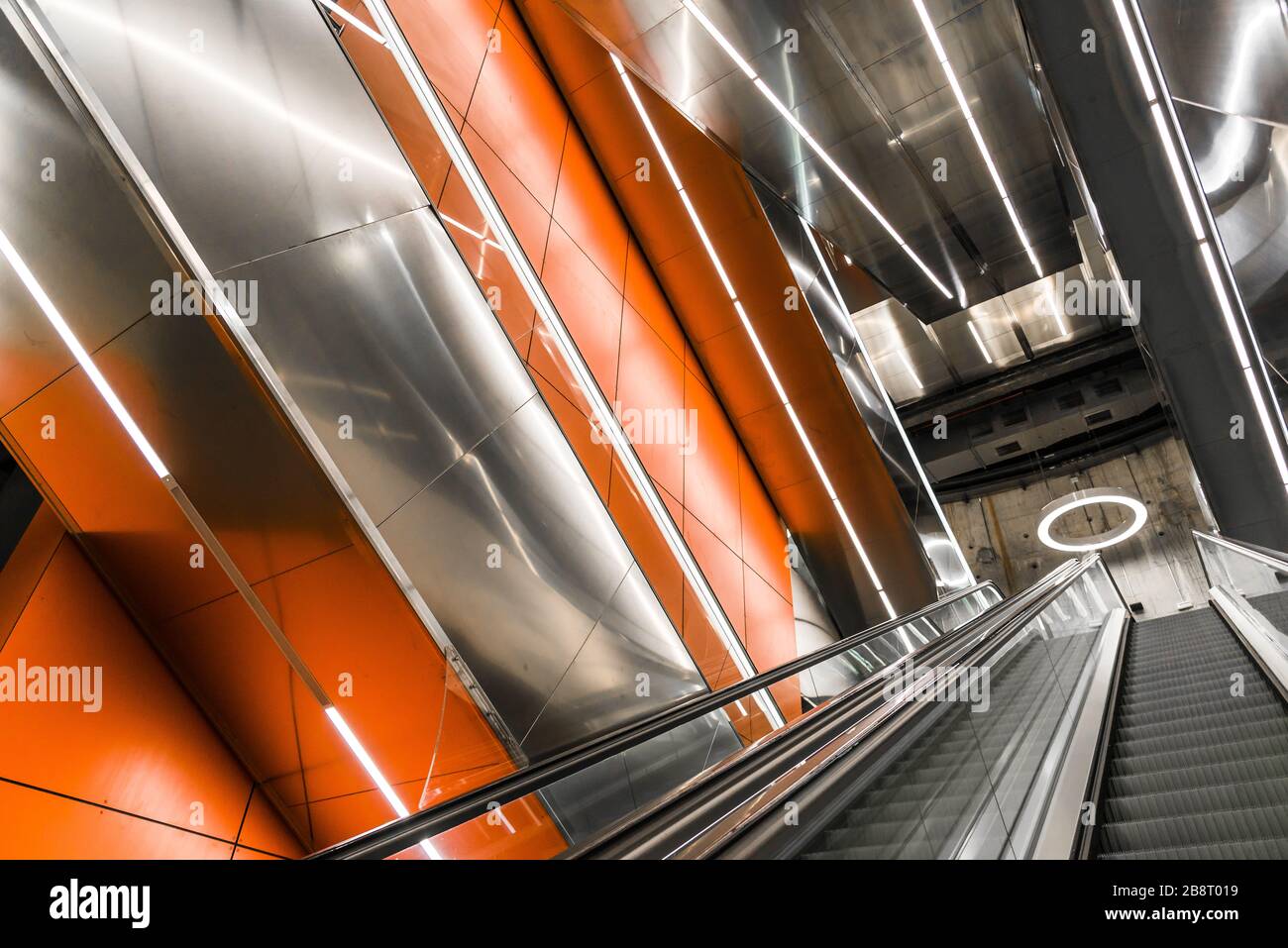 Interior of a metro subway station. Concept of transportation and ...