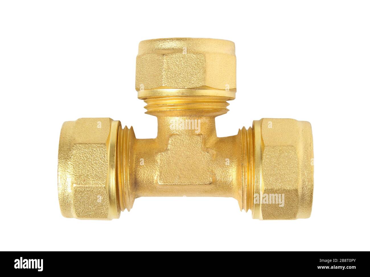 Bronze tee for plastic pipes isolated on white background Stock Photo ...