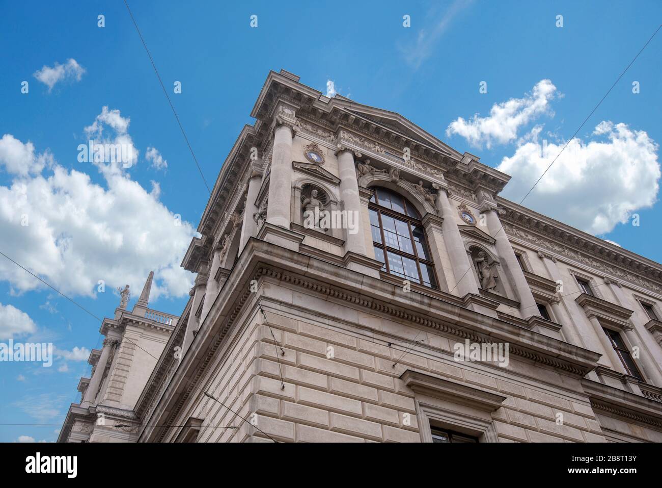 Facade of a historical building in the old town of Vienna, Austria ...